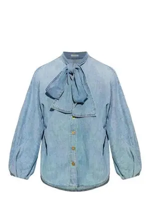 ZIMMERMANN ZIMMERMANN Tie Neck Denim Shirt