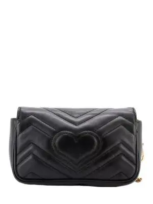 Gucci Matelassé Leather Super Mini Crossbody Bag - Black