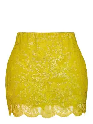 Saint Laurent Saint Laurent Jacquard And Lace Mini Skirt Yellow