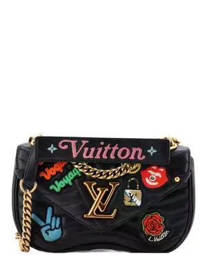 LOUIS VUITTON New Wave Chain Bag Mm Limited Edition Patches Quilted Leather Shoulder Bag - Black