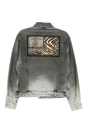 Roberto Cavalli Embroidered Denim Tucker Jacket - Grey