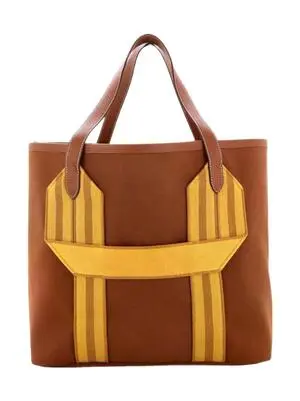 HERMÈS Hermès Pursangle Canvas With Leather Tote Bag