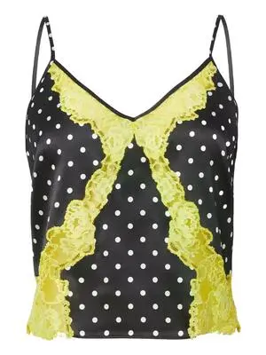 FLEUR DU MAL Juliet Lace-trim Dotted Camisole Top - Black