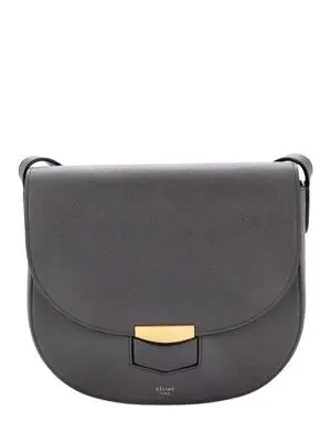 Celine Trotteur Grainy Leather Medium Crossbody Bag - Grey