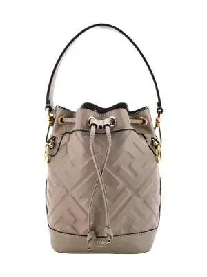 Fendi Mon Tresor Zucca Embossed Leather Mini Bucket Bag - Neutrals