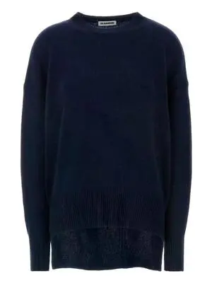 JIL SANDER Jil Sander Fine-Knit Crew Neck Long Sleeve Top Blue