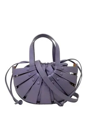 Bottega Veneta Small Calfskin Shell Bag Satchel - Purple