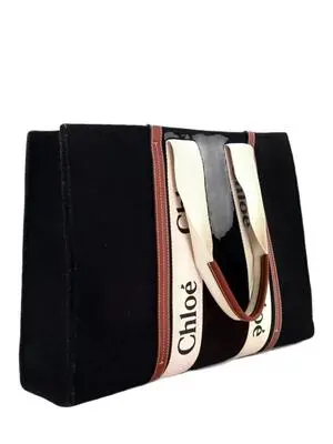Chloé Woody Recycled Felt And Leather Large Tote Bag - Black