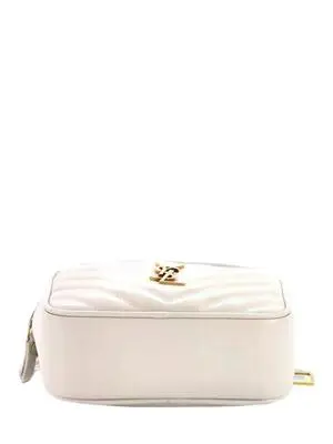 Saint Laurent Lou Matelassé Chevron Leather Belt Bag - White