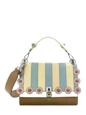 Fendi Eyelet Kan I Bag Leather Medium Shoulder Bag - Blue