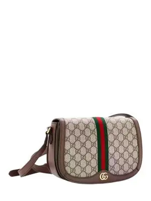 Gucci Ophidia Saddle Flap Gg Coated Canvas Small Shoulder Bag - Brown