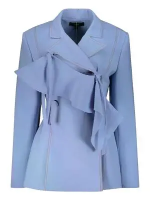 ELLERY Regular-fit Double-breasted Blazer With Ruffled Detailing - Blue