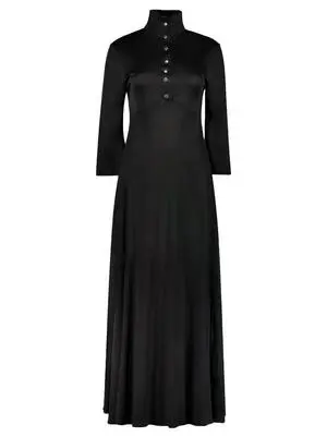 ELLERY High-neck Button-front Maxi Dress - Black