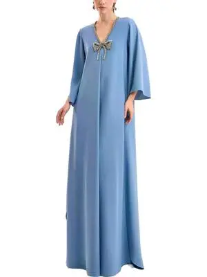 GEMY MAALOUF Beaded Bow Kaftan - Blue