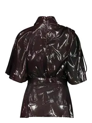 ELLERY High-neck Metallic Effect Blouse - Brown