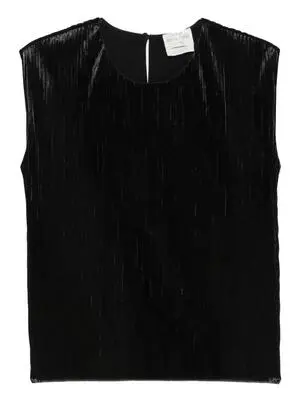 FORTE_FORTE Sleeveless Plissé Effect Top - Black