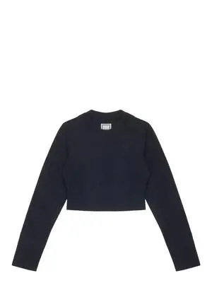 WOOYOUNGMI Cropped T-shirt With Embroidered Logo - Black