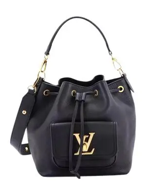 LOUIS VUITTON Lockme Pocket Leather Bucket Bag - Black