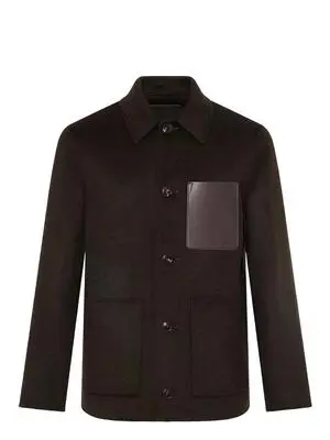 YVES SALOMON Calf Leather-patch Jacket - Brown
