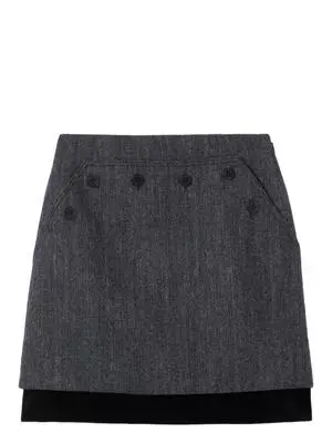 CLAUDIE PIERLOT Claudie Pierlot Bi-Material Short Skirt With Velvet Panel