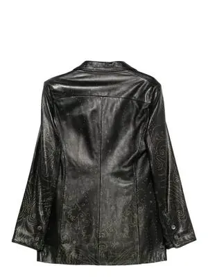 Roberto Cavalli 1990s Paisley-print Leather Jacket - Black