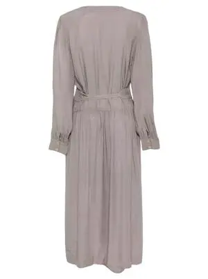 Hermès 1970s Logo-print Belted Silk Midi Dress - Grey