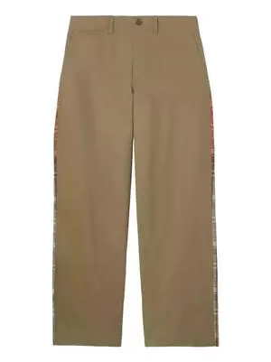 Burberry Tropical Gabardine And Check Chinos - Neutrals