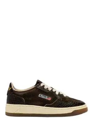 AUTRY Medalist Crocodile-effect Sneakers - Brown