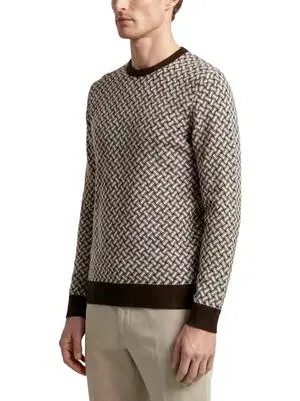 DRUMOHR Crew Neck Sweater With Razor Blade Pattern - Brown