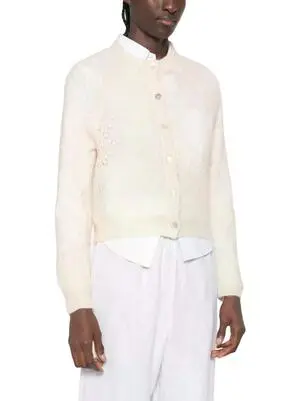 DÔEN Petra Pointelle-knit Cardigan - Neutrals