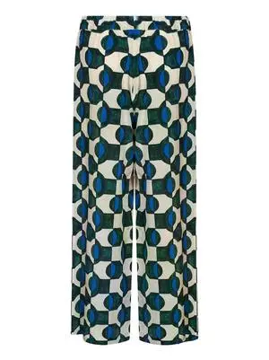 Max Mara Eusebio Geometric Print Silk Palazzo Pants - Neutrals