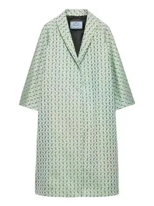 Prada Single-breasted Floral Jacquard Duchesse Coat - Green