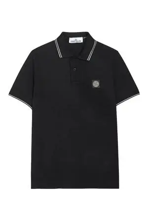 Stone Island Logo-patch Polo Shirt - Black