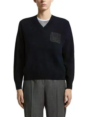 Peserico V-neck Jumper With Bead Embellishment - Blue