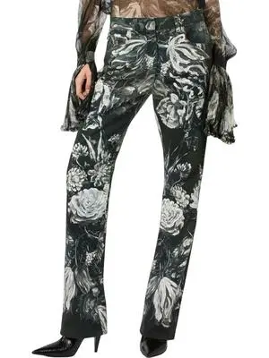 Roberto Cavalli Floral Print Jeans - Black