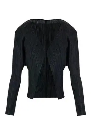 Issey Miyake Pleated Open-front Cardigan - Black