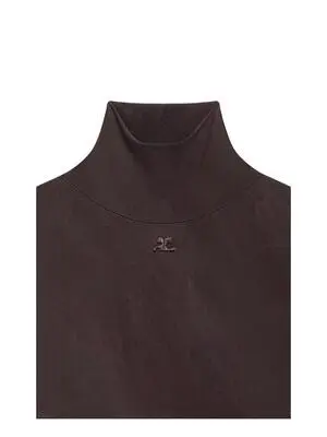 COURREGES Logo Patch Roll Neck Top - Red