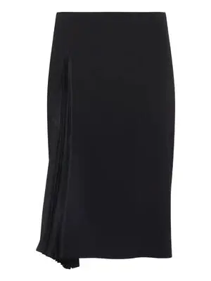 JIL SANDER Pleated Panel Wool Midi Skirt - Black