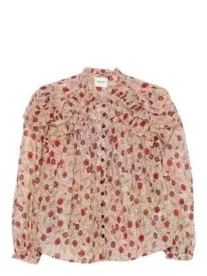 MARANT ETOILE Floral Print Ruffled Shirt - Neutrals