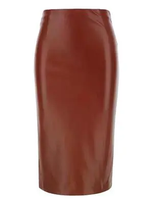 JUCCA Leather Midi Skirt With Concealed Fastening - Red