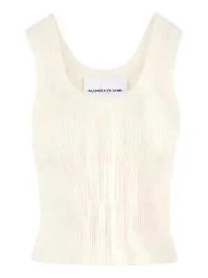 Manière De Voir Ribbed Scoop Neck Cotton Vest - Neutrals