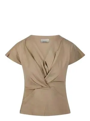 MARANT ETOILE Nadrine Twist-detail V-neck T-shirt - Neutrals