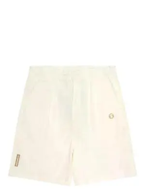 AAPE BY *A BATHING APE Logo Patch Pleated Shorts - Neutrals