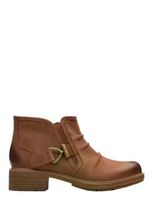 Clarks Buckled Leather Ankle Boots - Brown