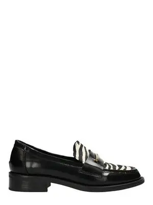 MEXX Zebra-print Loafers With Gold-tone Plaque - Black