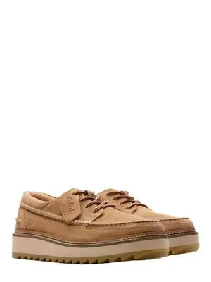 Clarks Suede Derby Shoes With Whipstitch Detailing And Platform Sole - Neutrals