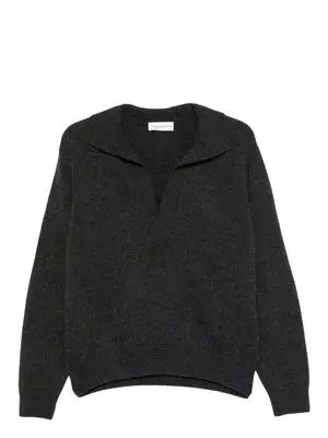 Victoria Beckham Spread Collar V-neck Sweater - Grey