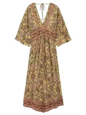 Ba&sh Pipa Asymmetrical Dress In Paisley Print - Yellow