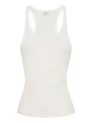 Elisabetta Franchi Lightweight Jersey Tank Top With Tulle Inserts - Neutrals