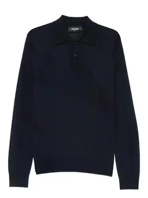 Dsquared2 Upside Down Long-sleeve Polo Shirt - Blue